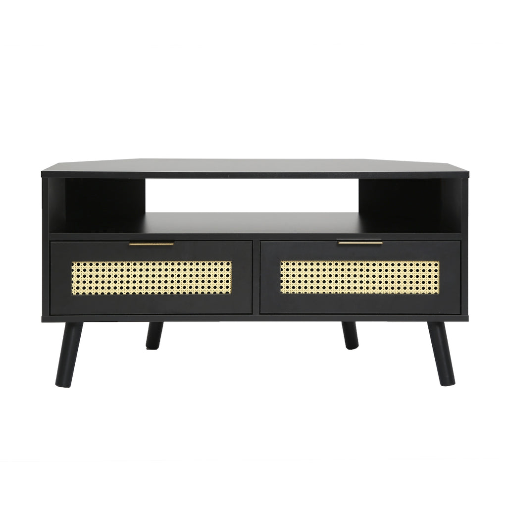 Craven - Corner TV Unit - Cane Front - Black – Home Garden Direct