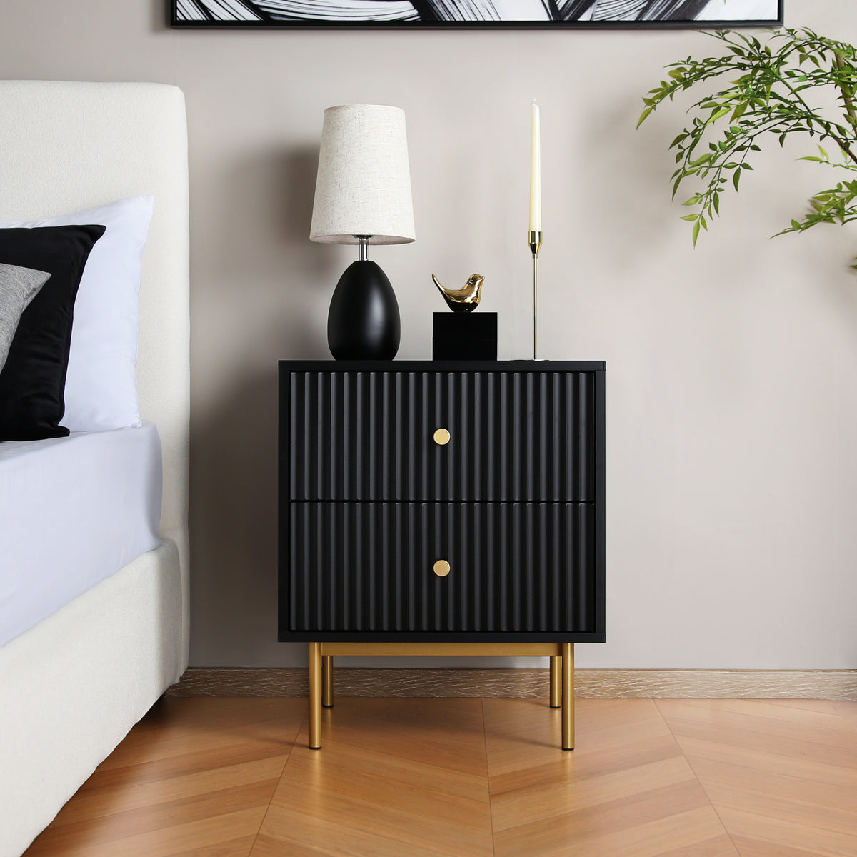 Devon 2-Drawer Bedside Table – Modern Bedroom Storage – Home Garden Direct