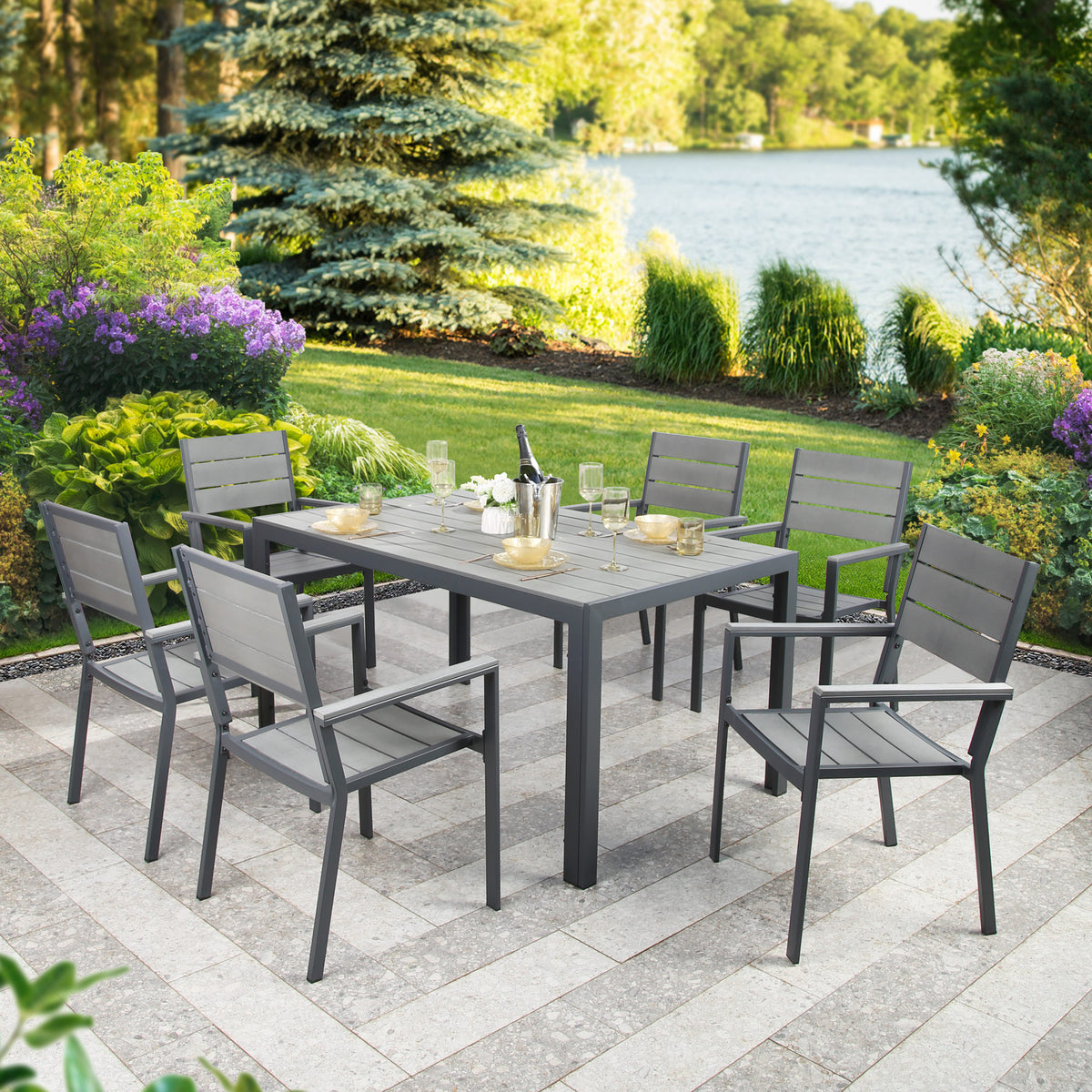 Python - Garden Dining Set - Patio Table and 6 Chairs – Home Garden Direct