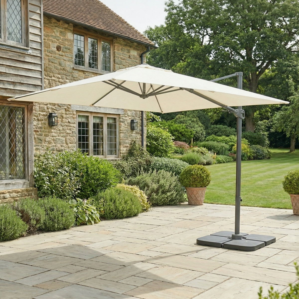 Syros Parasol 2.5m with LED Lamps – Home Garden Direct