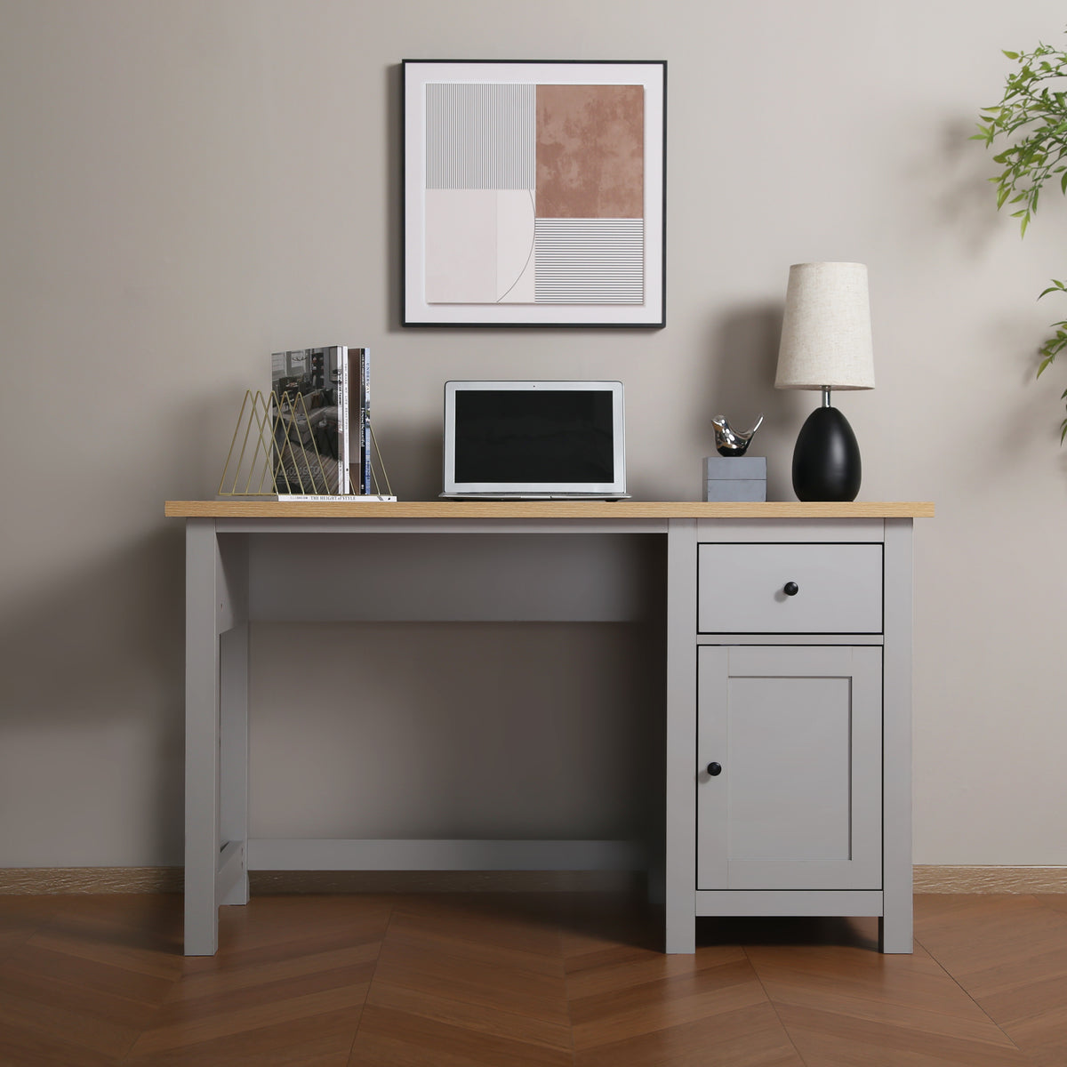 Wiltshire - Office Desk with Storage - Grey – Home Garden Direct
