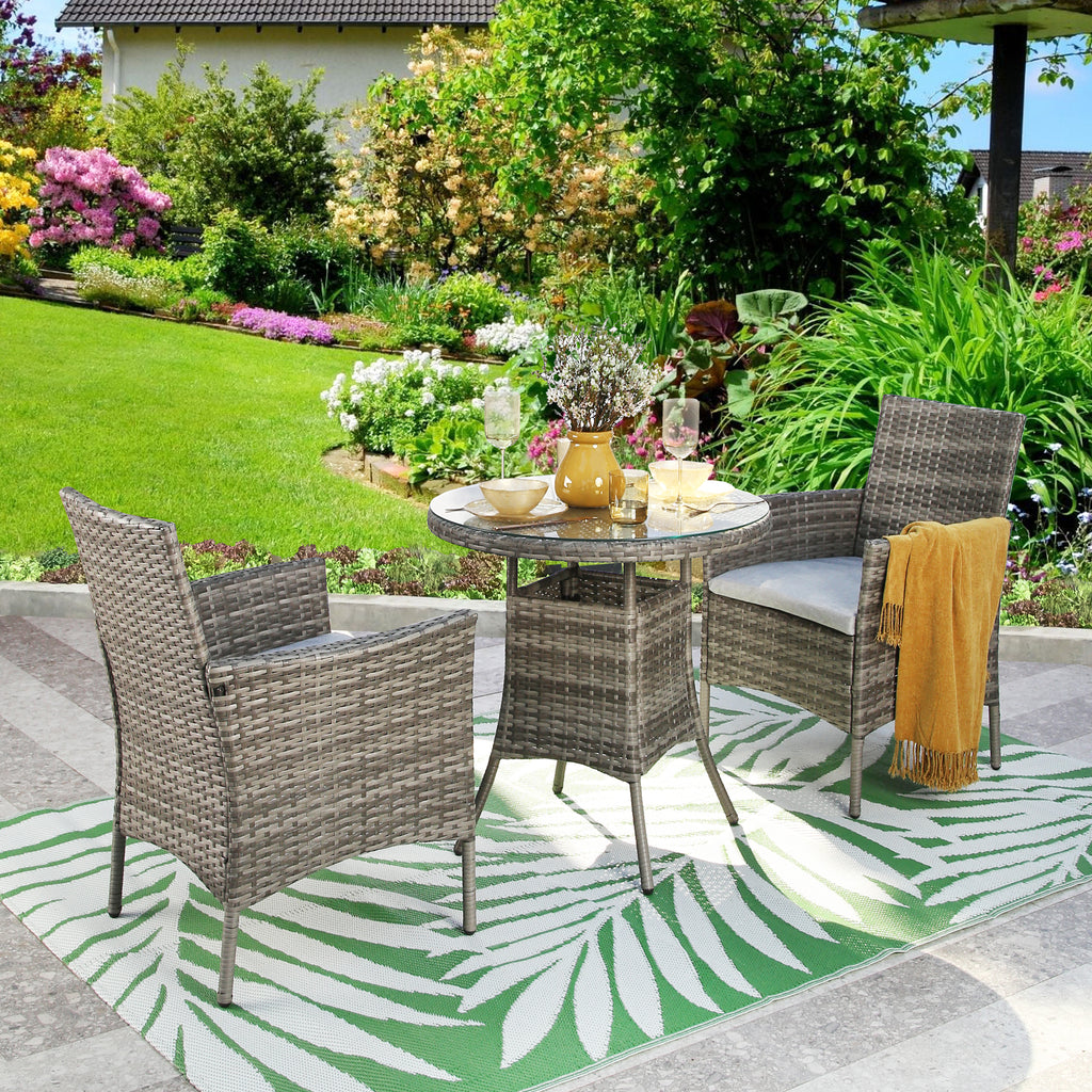 Judas 2-Seater Garden Bistro Set for Patio in Rattan – Home Garden Direct