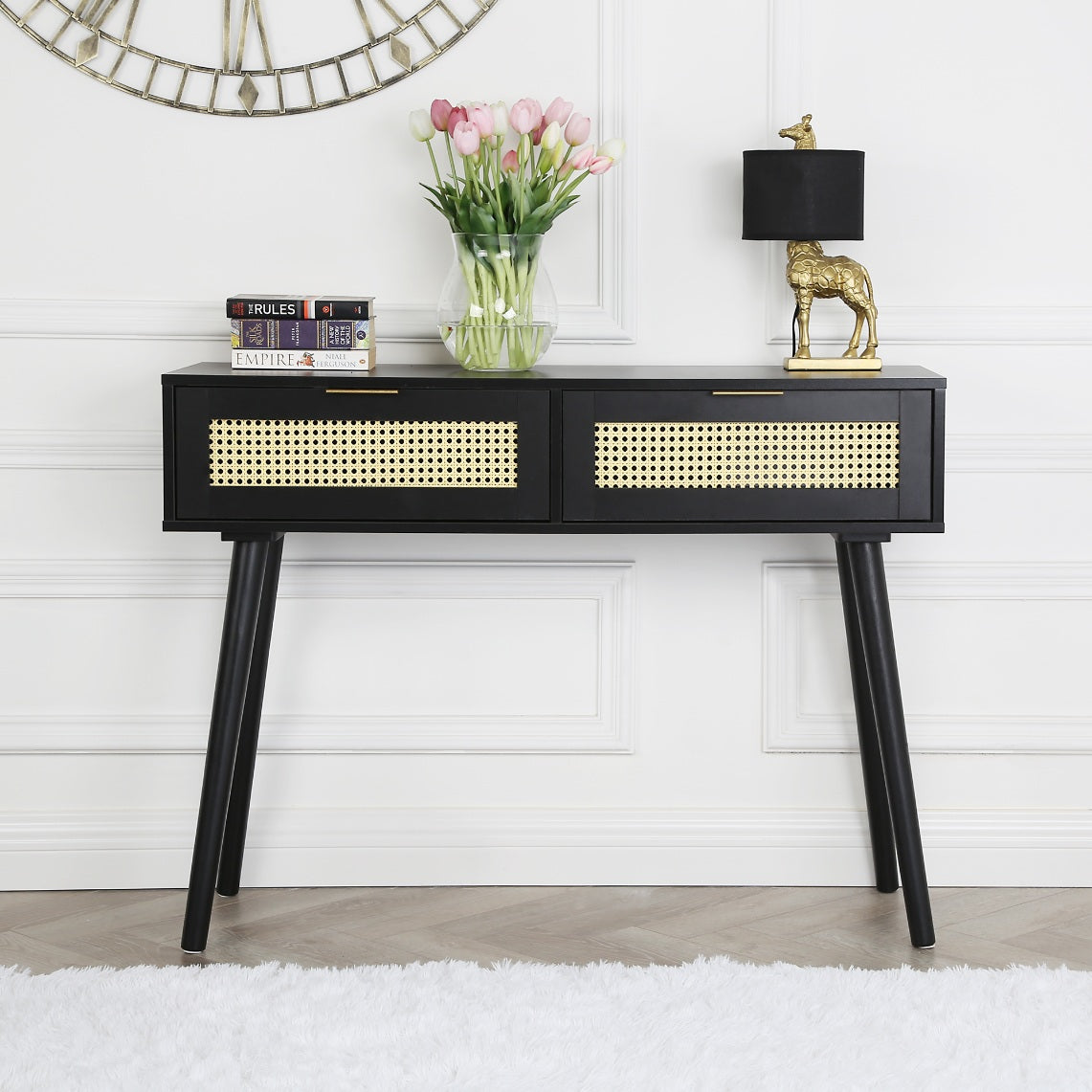 Craven - Console table with Cane Front - Black – Home Garden Direct
