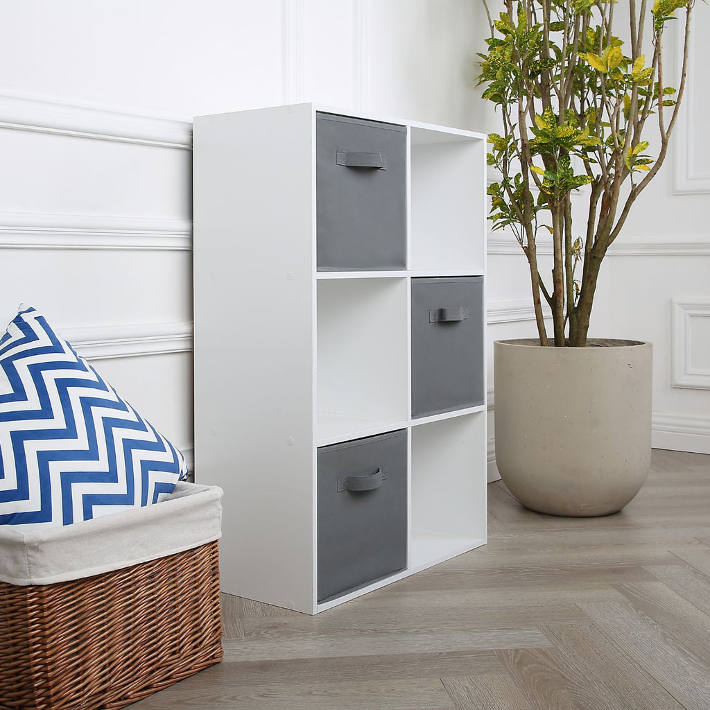 Jane - 2x3 Cube Storage Unit with 3 baskets - White – Home Garden Direct