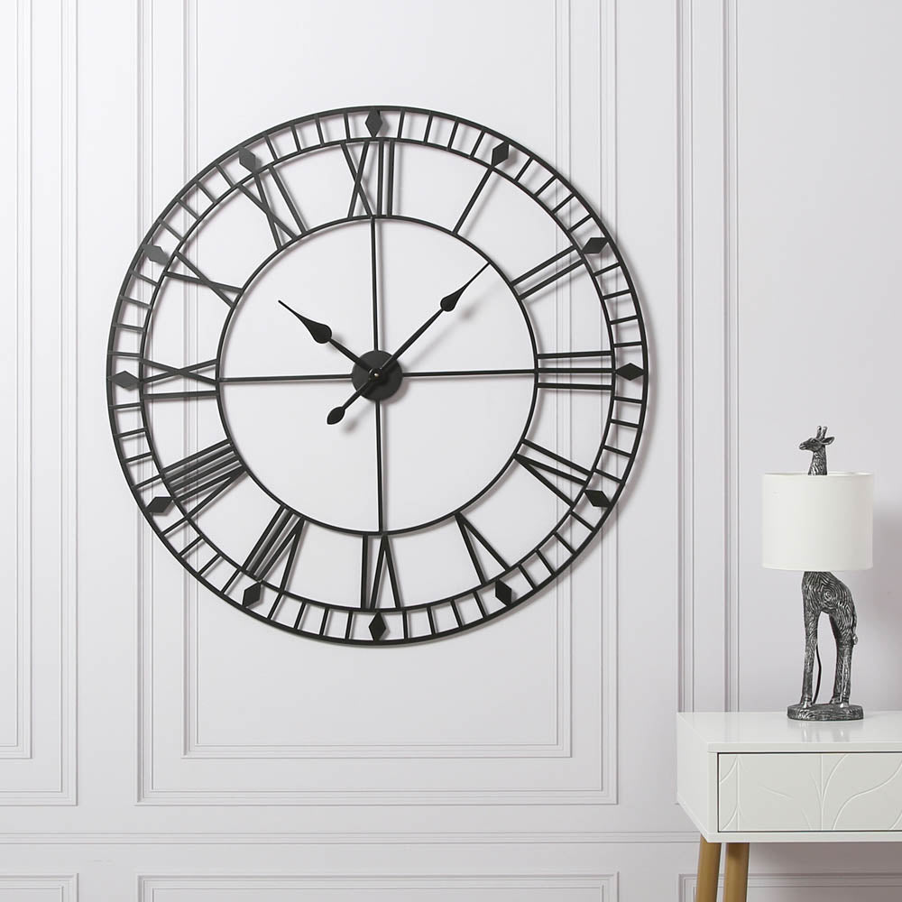 EOS - Wall Clock with Roman Numerals - 100x100 - Black – Home Garden Direct