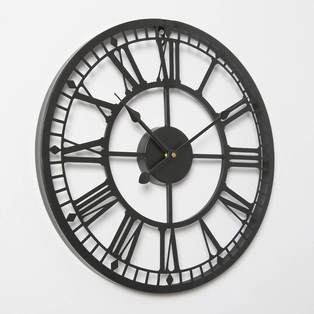 EOS - Skeleton Wall Clock with Roman Numerals - 40x40 - Black/Grey ...
